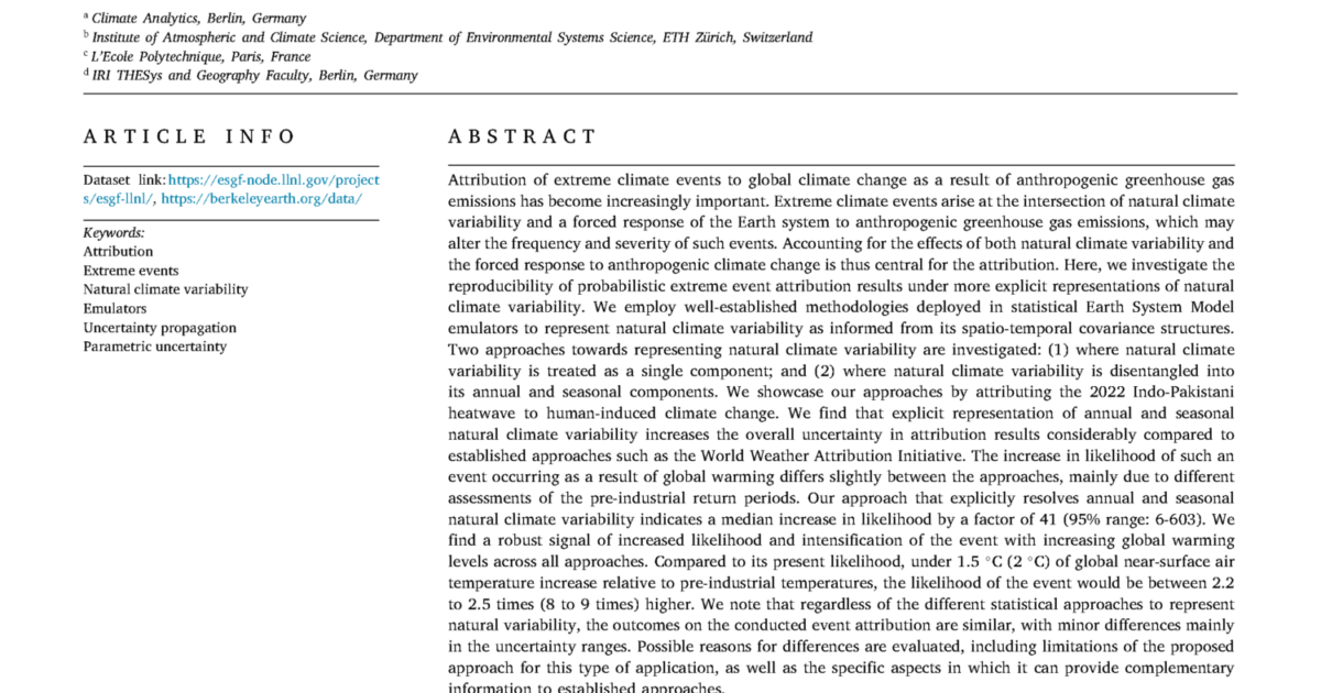 Climate Analytics | Representing natural climate variability in an…