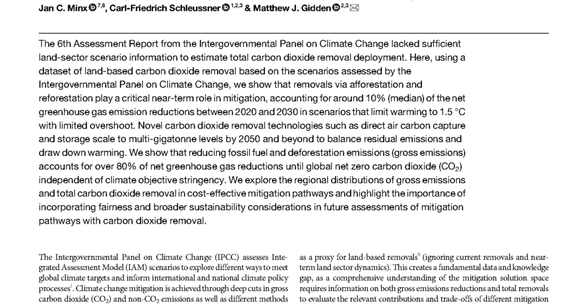 Climate Analytics | Evaluating the near and long-term role of carbon…