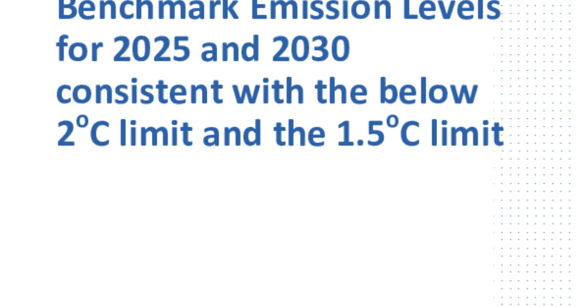 Climate Analytics | Benchmark emission levels for 2025 and 2030…