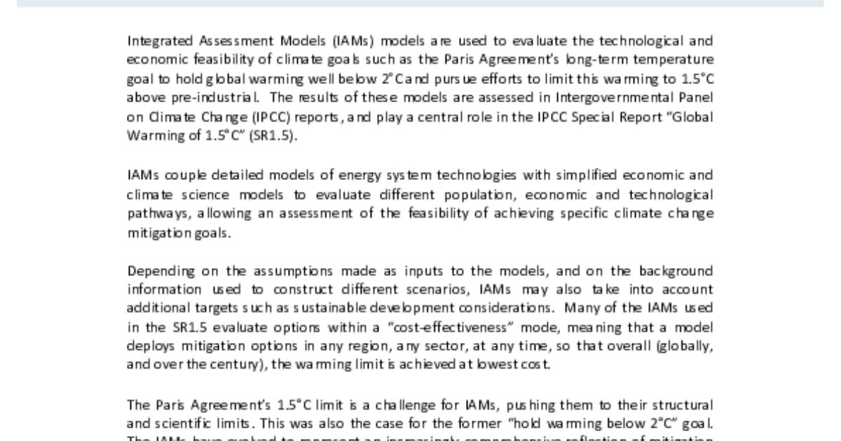 Climate Analytics | Integrated Assessment Models: what are they and…