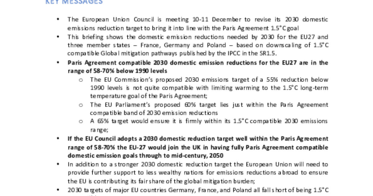 Climate Analytics | EU 2030 emissions reduction target needs to be…