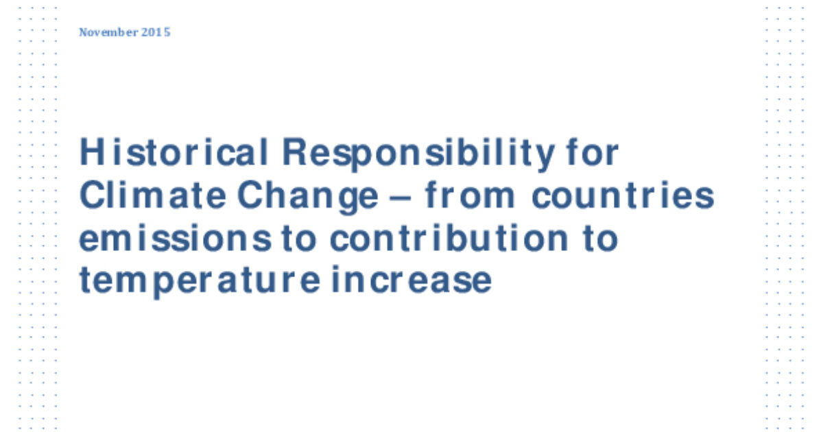 Climate Analytics | Historical responsibility for climate change