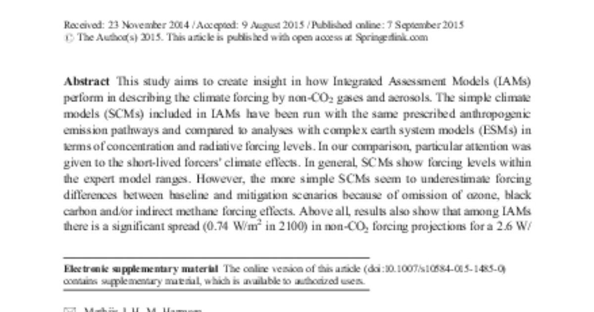 Climate Analytics | How well do integrated assessment models…