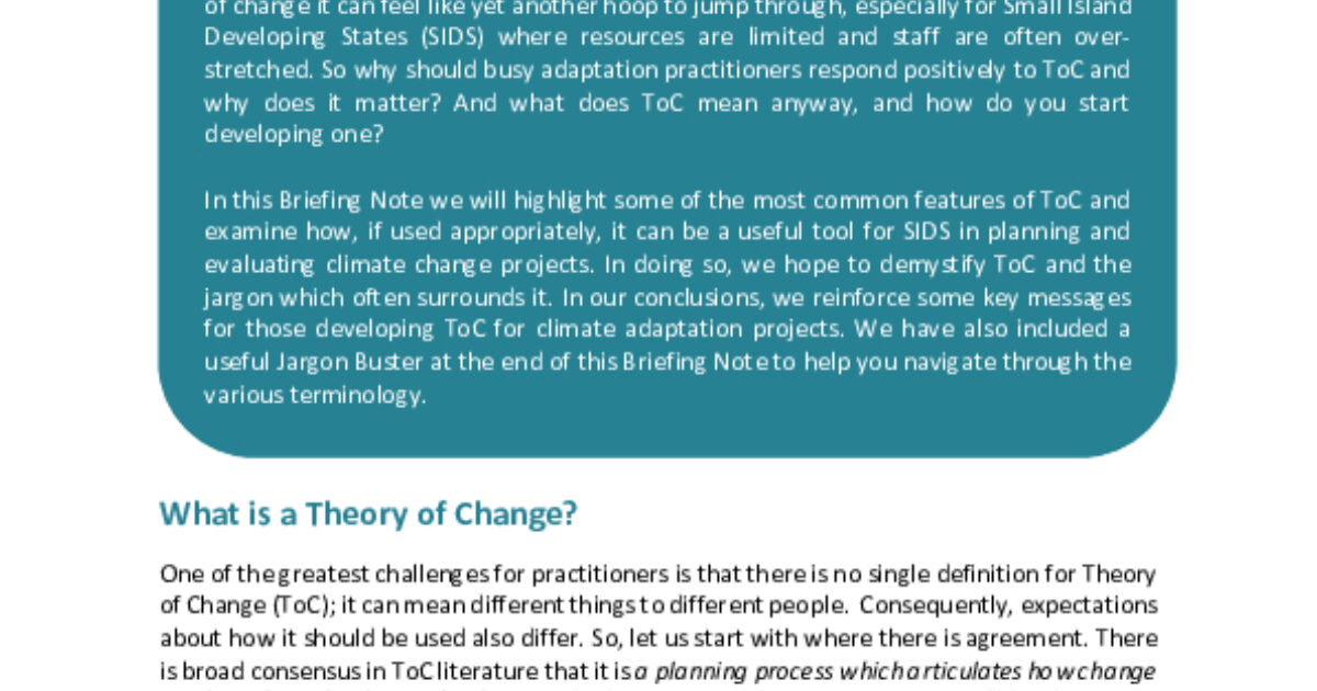 Climate Analytics | Climate Adaptation and Theory of Change: Making…